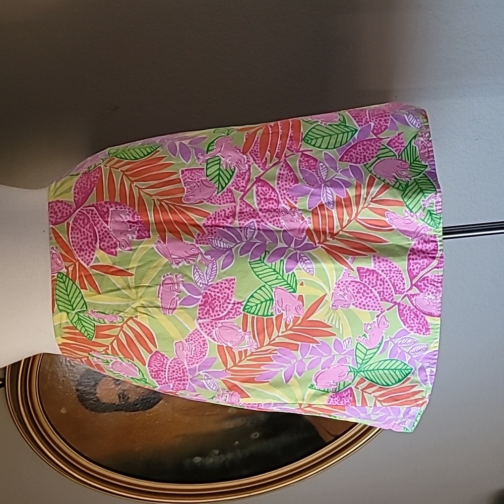 Vintage Lilly Pulitzer Tropical Frog Block Print Wrap… - Gem